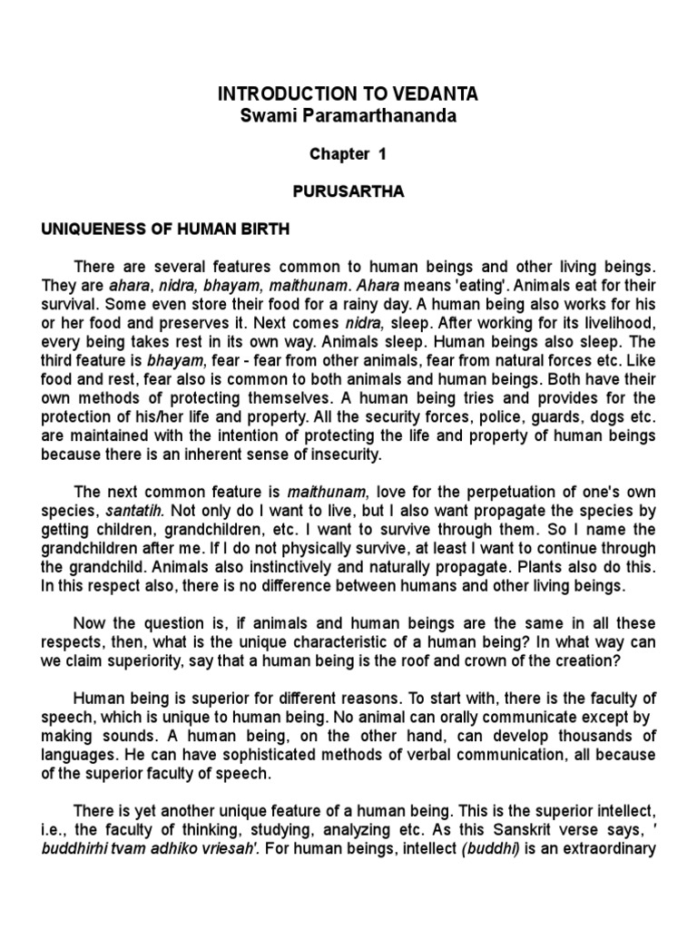 An Introduction to Vedanta: The Four Types of Human Goals | PDF | Vedas ...