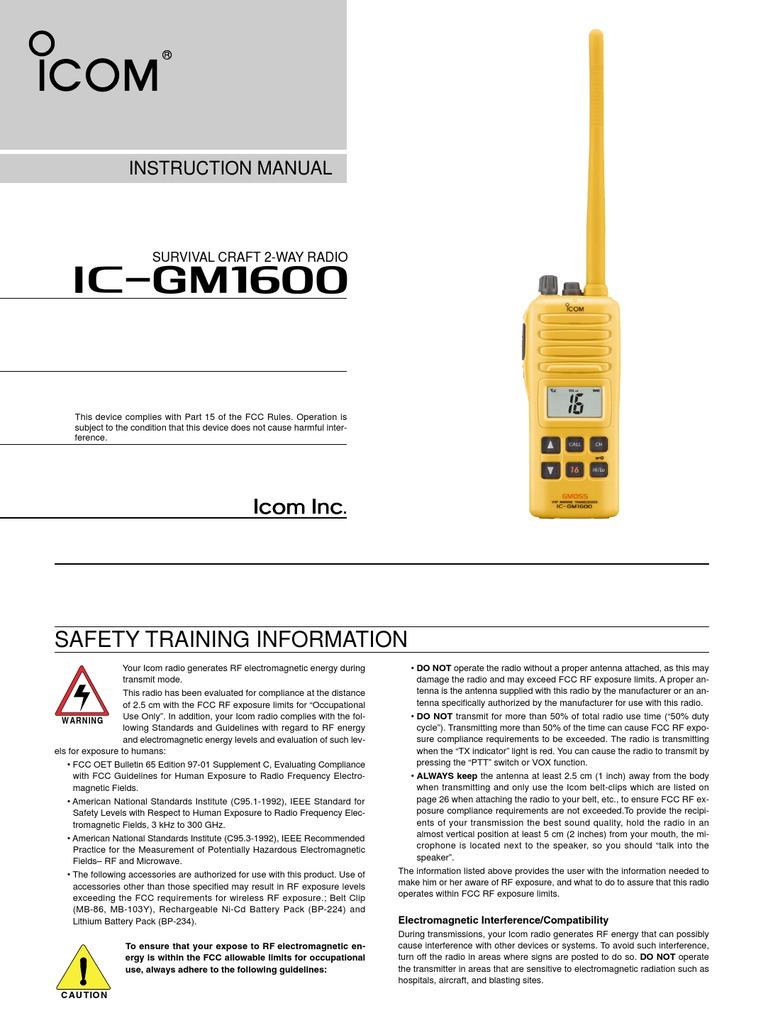 Icom IC-GM1600 Instruction Manual | PDF | Radio | Electromagnetic ...