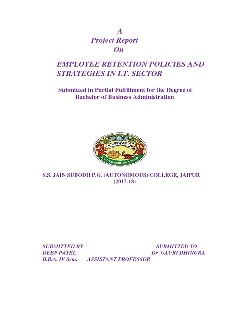 A Project Report On Employee Retention Policies and Strategies in I.T ...