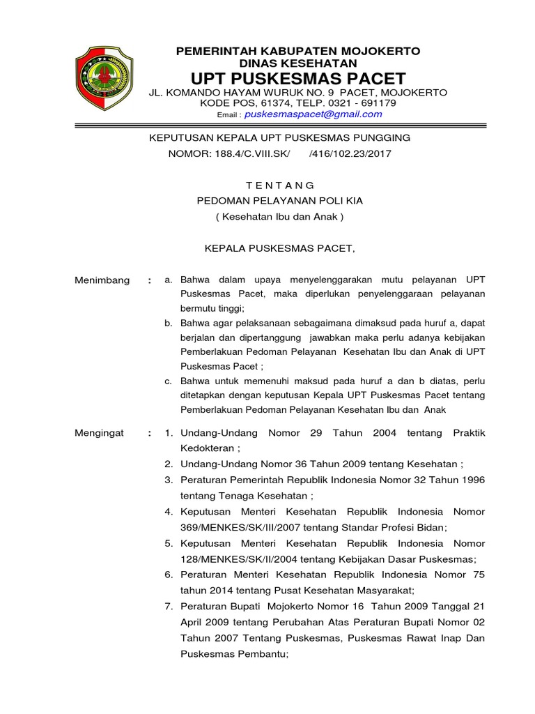 SK Pemberlakuan Pedoman Kia | PDF