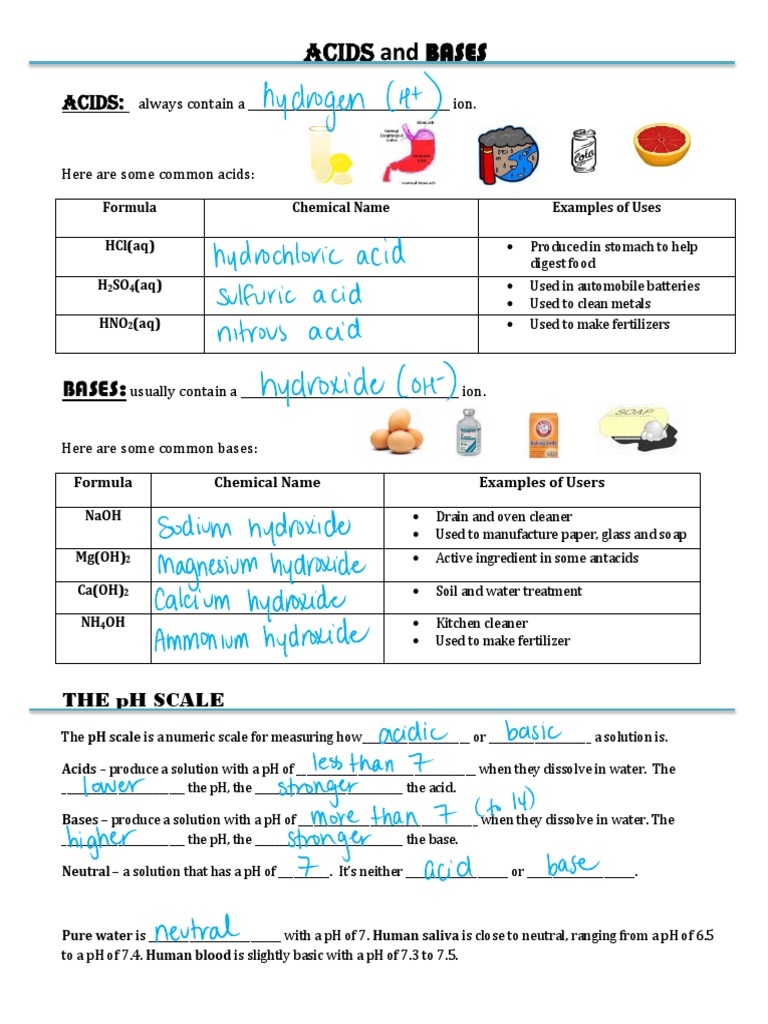 01 - Acid Base PH Intro Notes 2014 Key | PDF | Ph | Acid