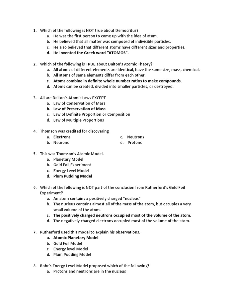 Remedial Exam Chem | PDF | Atoms | Atomic Nucleus