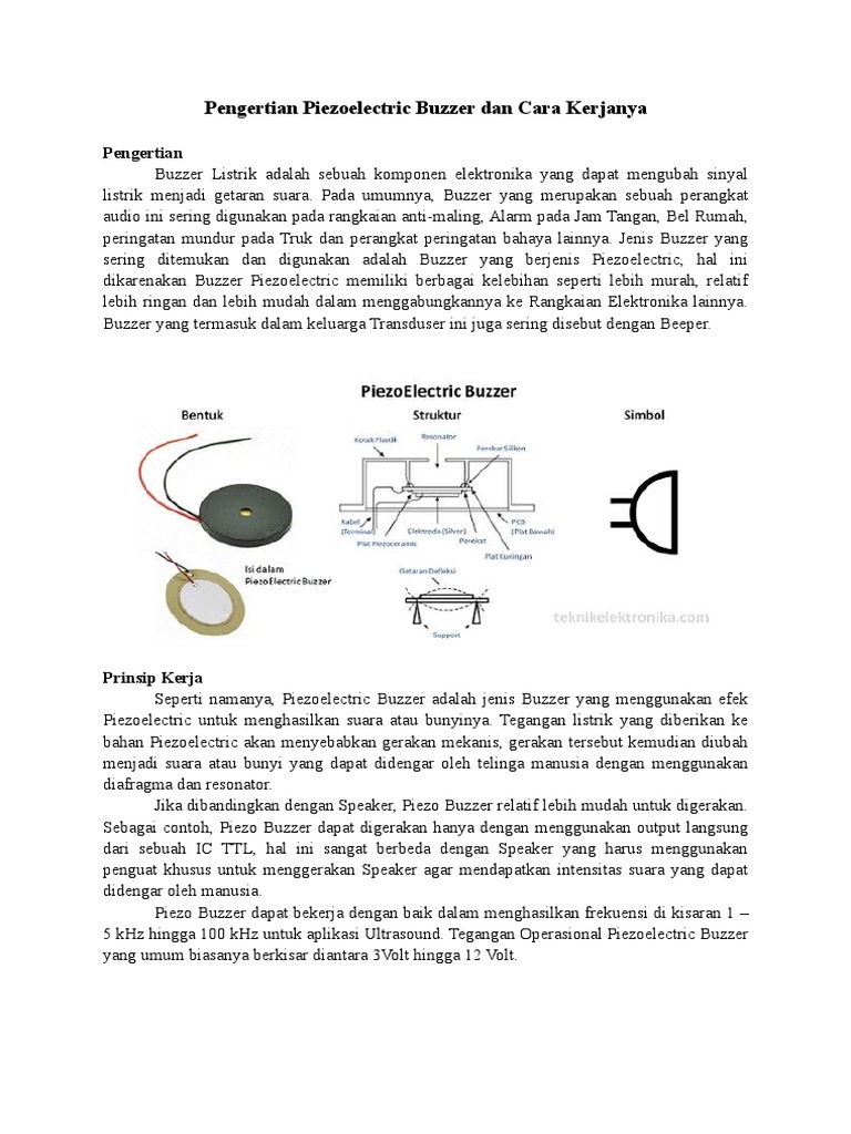 Pengertian Piezoelectric Buzzer Dan Cara Kerjanya | PDF