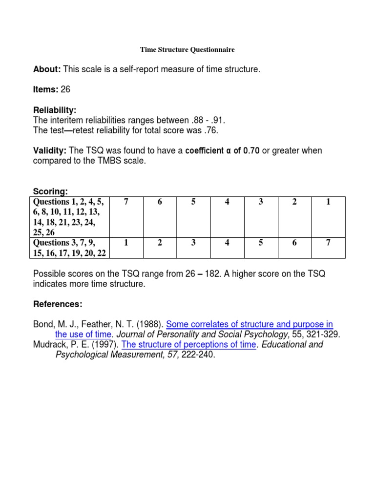 Time Structure | PDF | Evaluation Methods | Applied Psychology
