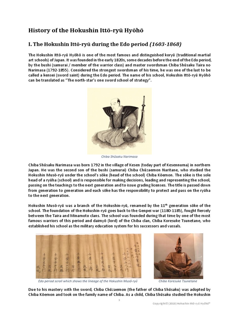 History of The Hokushin Itto-Ryu Hyoho | PDF | Japan | Feudal Japan
