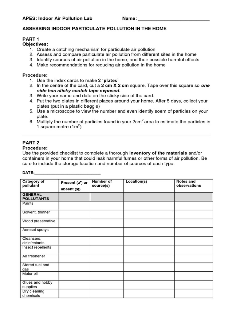 Home Air Pollution Lab | PDF | Air Pollution | Particulates