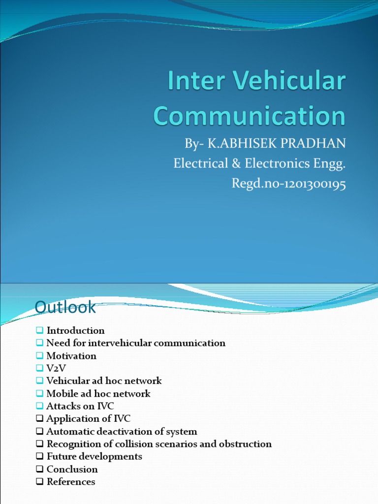 Inter Vehicular Communication - PPT Suprit Seminar | PDF | Wireless Ad ...