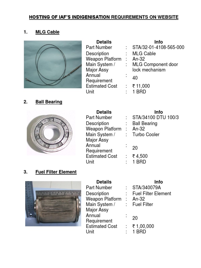 IAF Indigenisation Requirements List | PDF | Flight Recorder ...