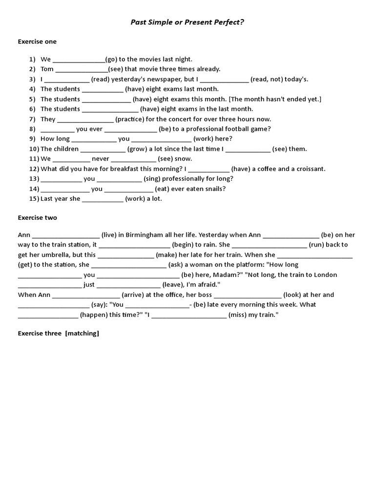 Past Simple Vs Present Perfect | PDF