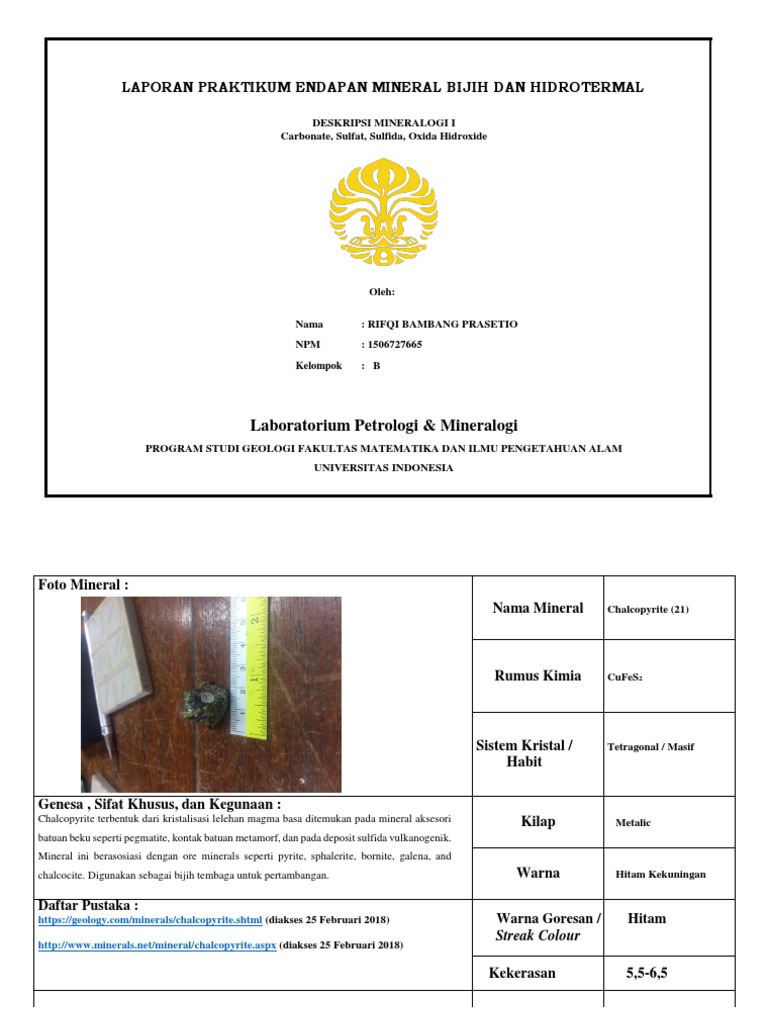 Laporan Praktikum Mineralogi | PDF