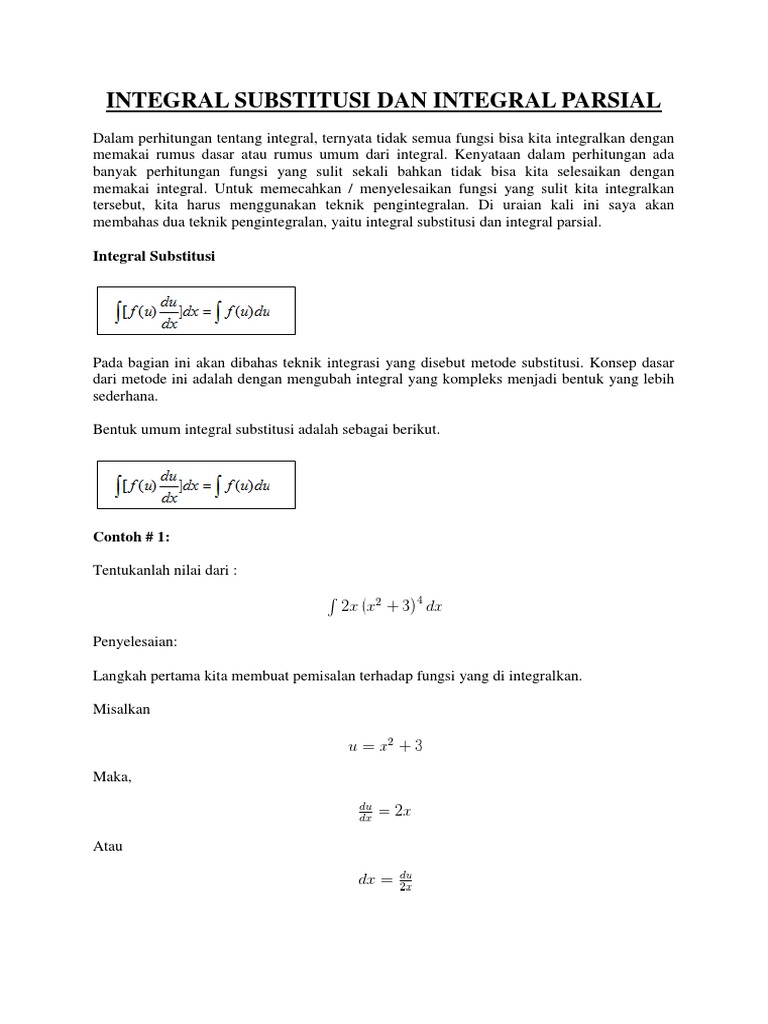 Teknik Integral Substitusi & Parsial | PDF