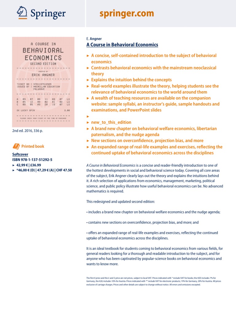 A Course in Behavioral Economics | PDF | Behavioral Economics | Economics