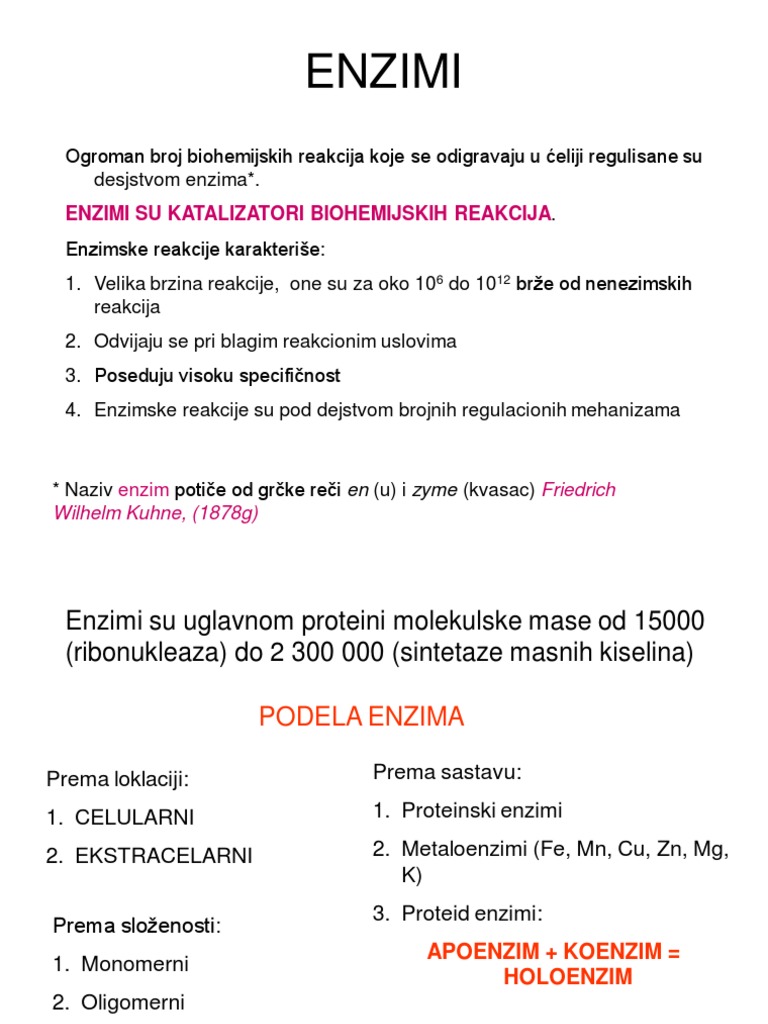 Enzimi I Koenzimi - 2016 | PDF