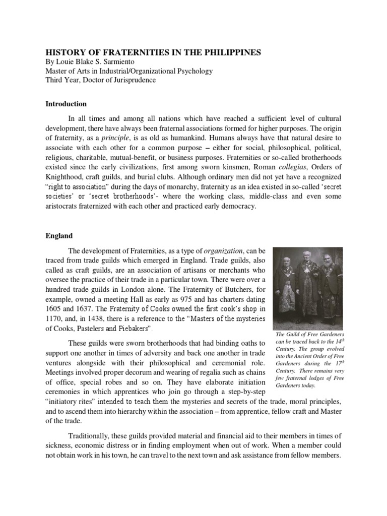 History of Fraternities in The Philippines | PDF | Fraternities ...