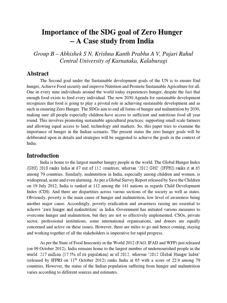 Importance of The SDG Goal of Zero Hunger | PDF | Hunger | Food Security
