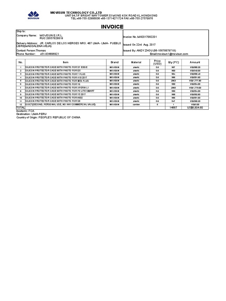 Invoice y Packing List | PDF | Business