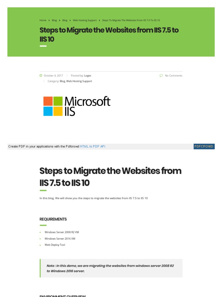 Steps To Migrate The Websites From IIS 7.5 To IIS 10 | PDF | Internet ...