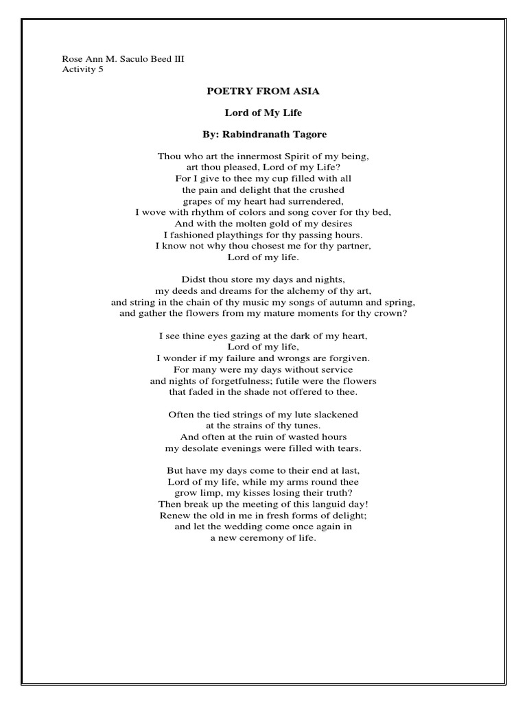 Lord of My Life Poetry from Asia | PDF