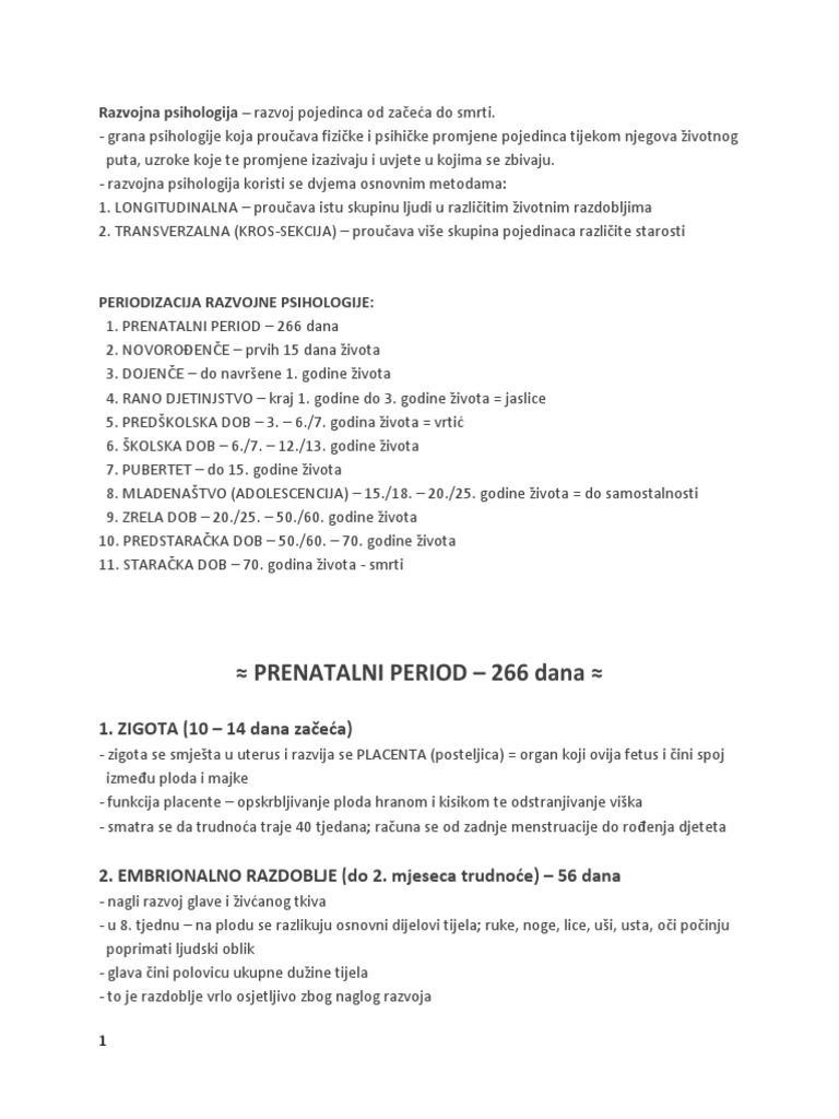 Razvojna Psihologija Skripta | PDF
