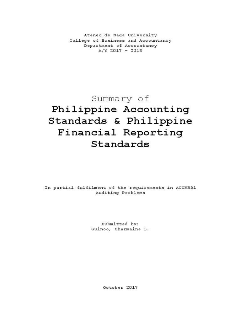 Philippine Accounting Standards & Philippine Financial Reporting ...