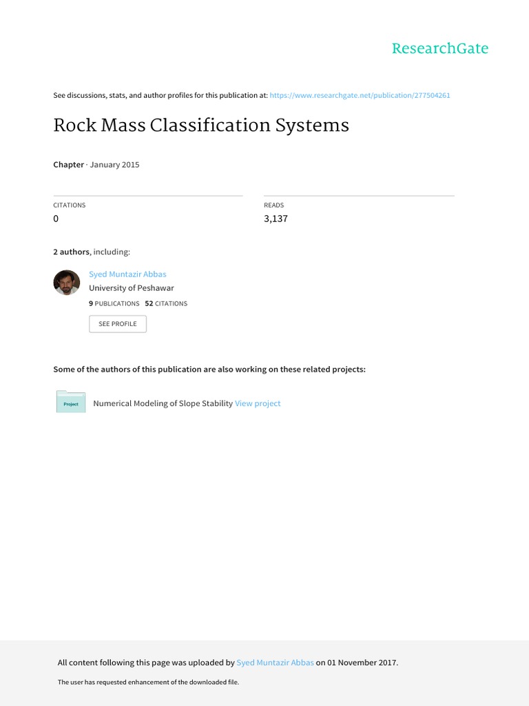 10 Rock Mass Classification Systems | PDF | Nature