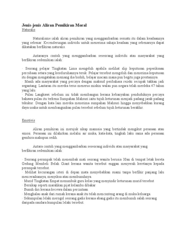 Aliran Pemikiran Moral: Naturalism, Emotivism, Intuisionism ...
