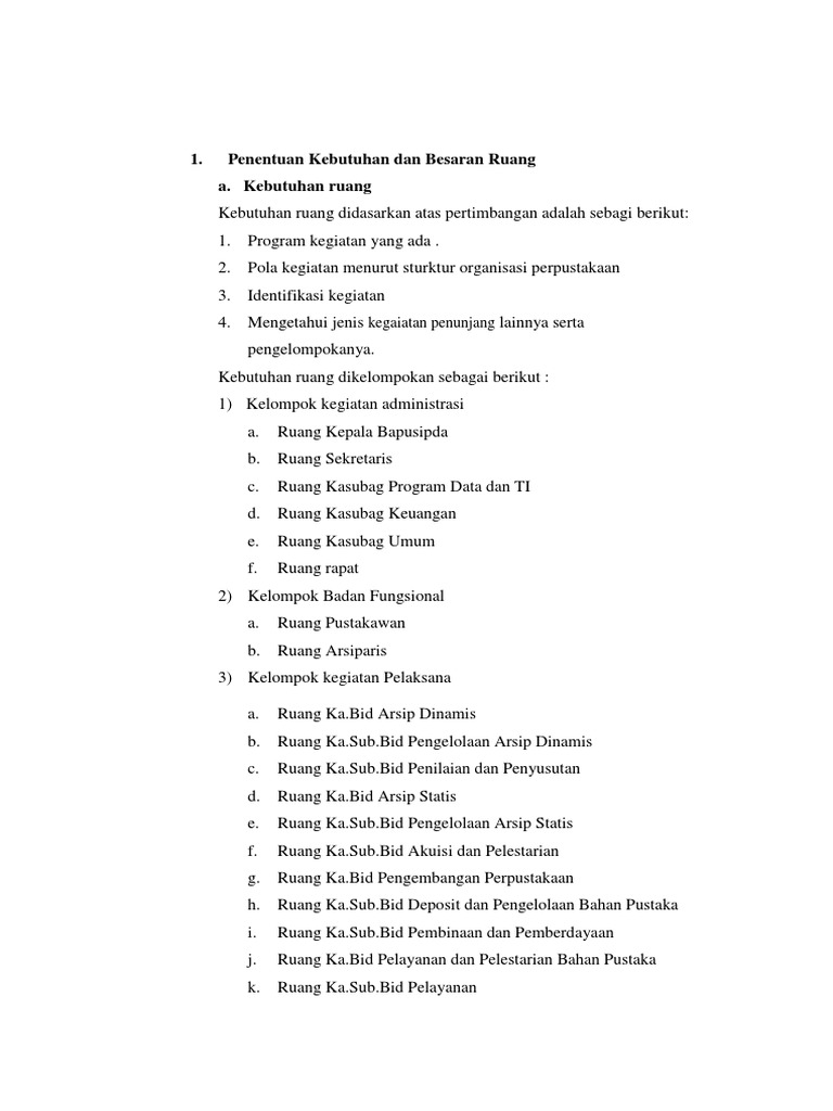 Penentuan Kebutuhan Dan Besaran Ruang | PDF