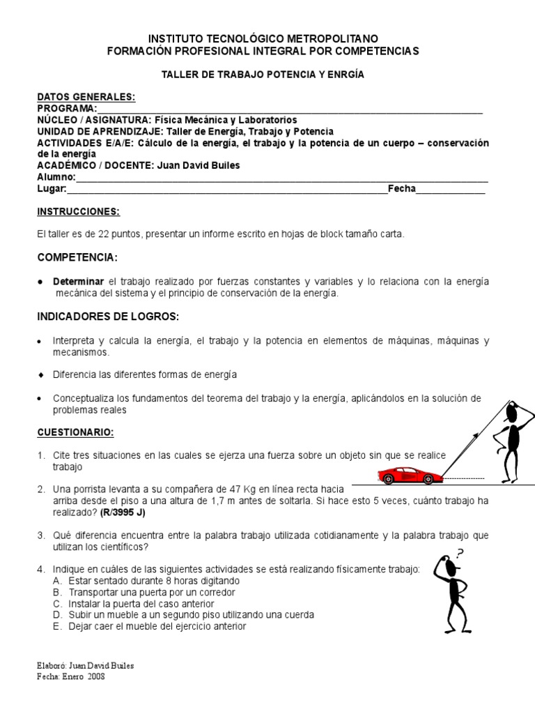 Hojas De Trabajo De Energía Cinética Y Potencial Para Sexto Grado