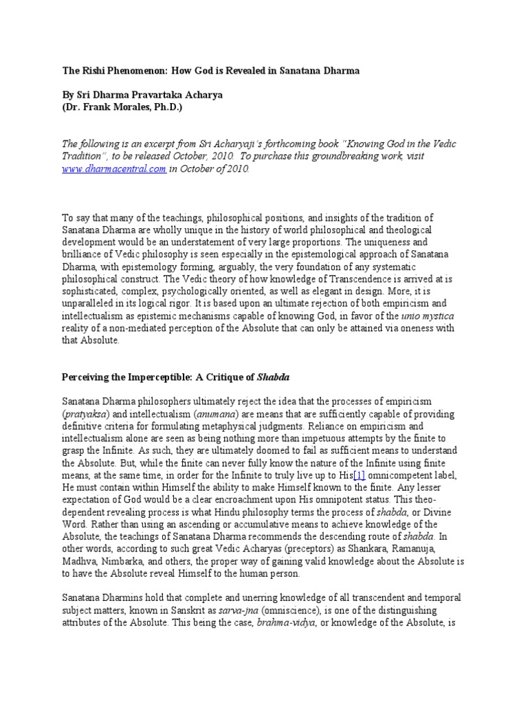 The Rishi Phenomenon: How God Is Revealed in Sanatana Dharma | PDF ...