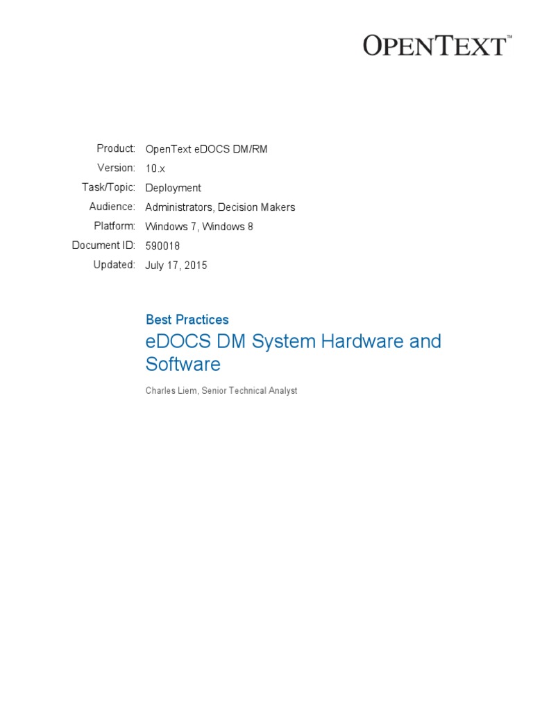 Best Practices - EDOCS DM System Hardware and Software | PDF | Load Balancing (Computing ...