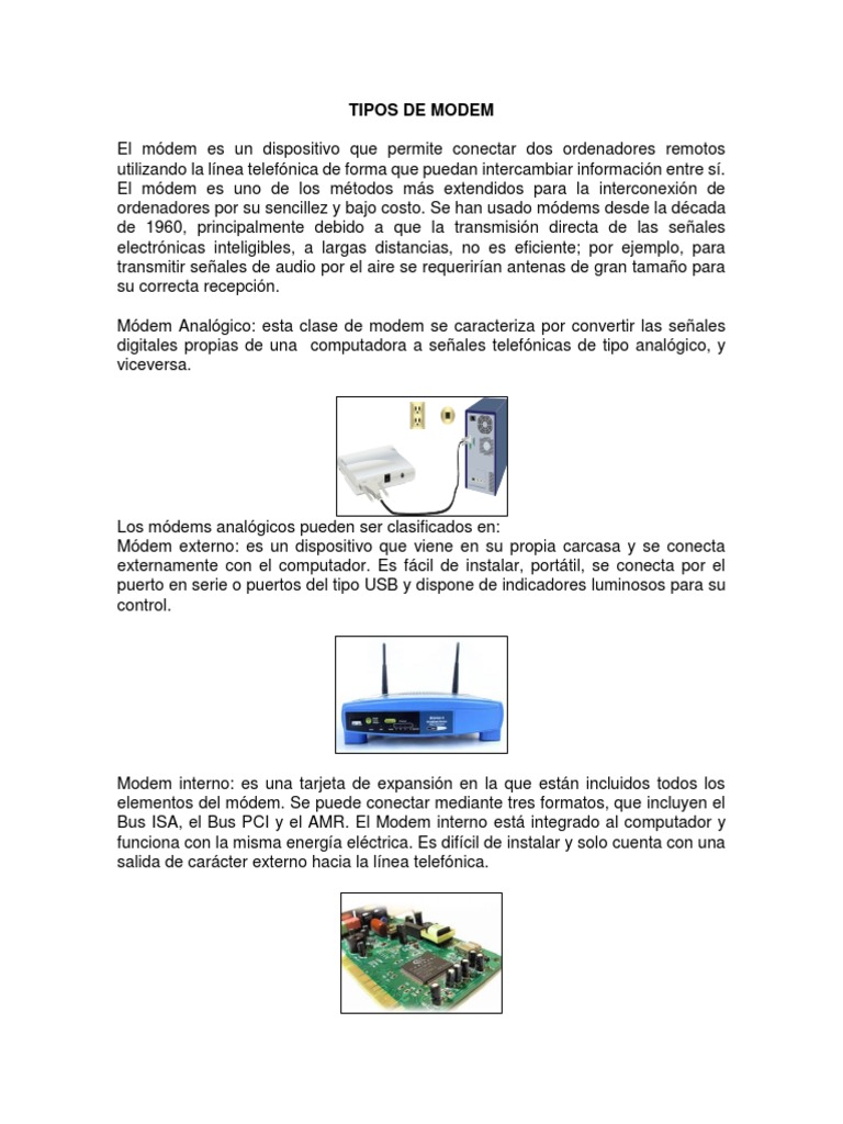 Tipos de Modem | PDF | Módem | Controlador de interfaz de red