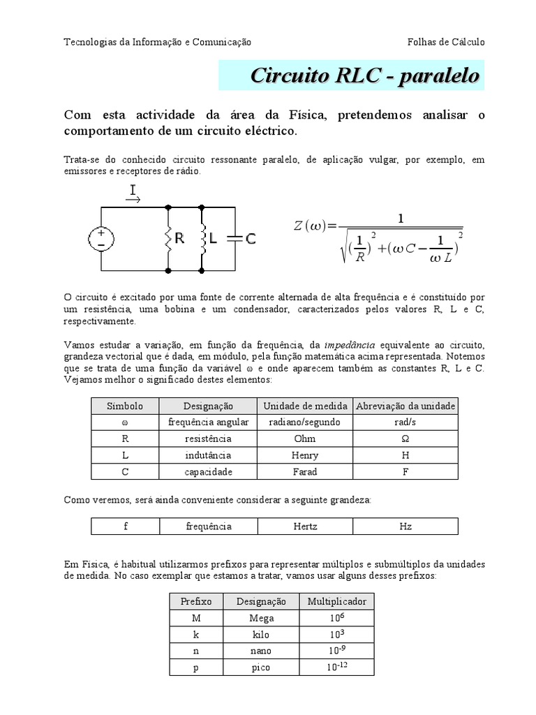 Circuito RLC | PDF | Rede elétrica | Frequência