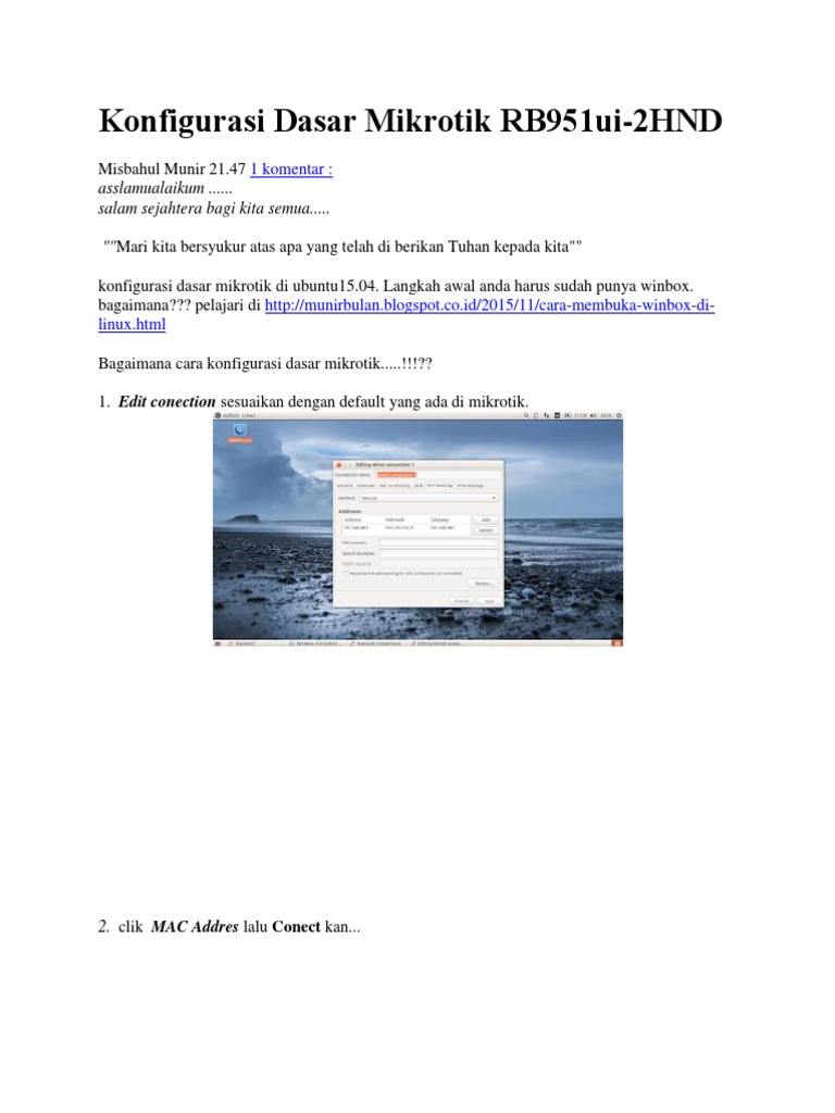 Konfigurasi Dasar Mikrotik RB951ui | PDF