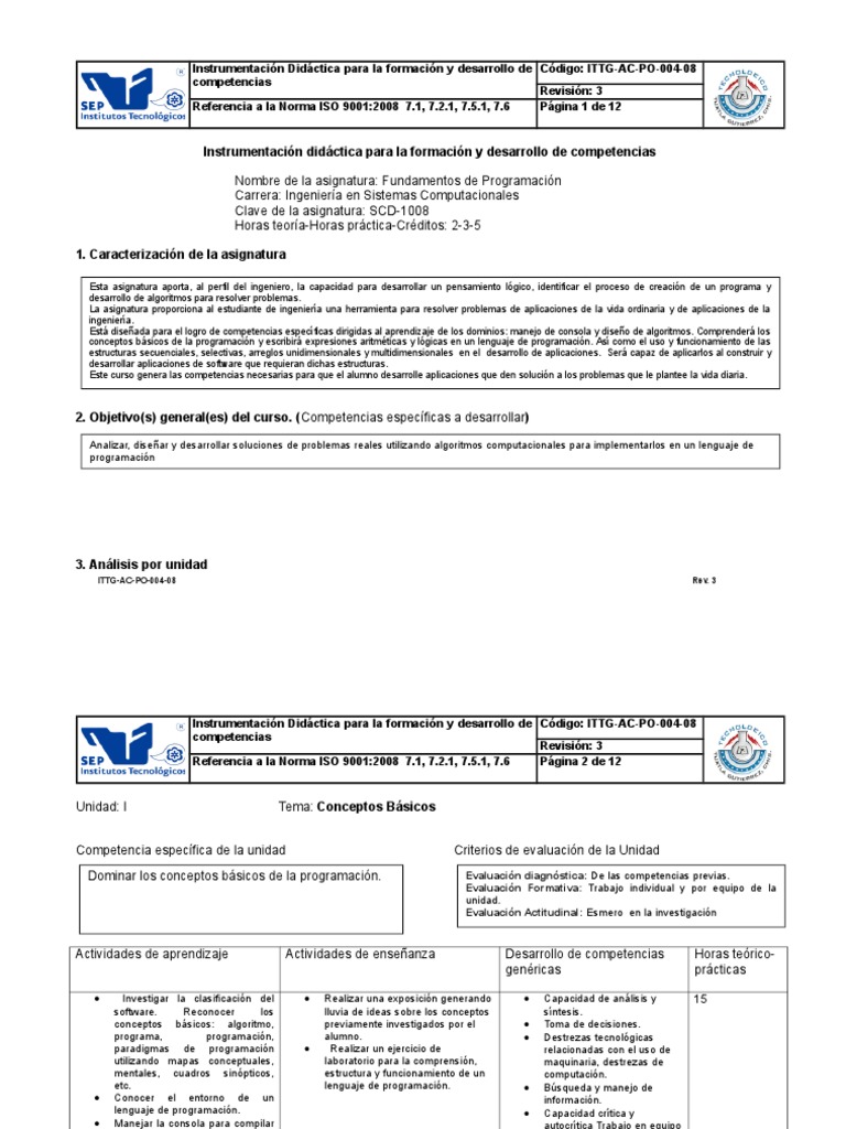 Instrumentación Fundamentos de Programación | PDF | Programación de ...