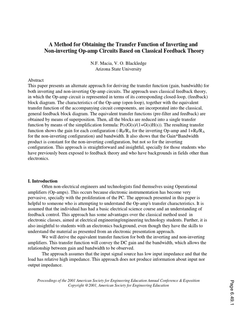 A Method For Obtaining The Transfer Function of Inverting and Non ...