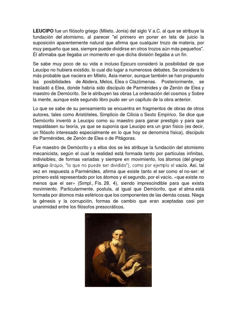 LEUCIPO | PDF | Filosofía griega antigua | Science