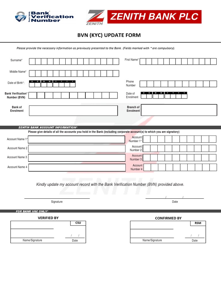 BVN Update Form | PDF | Applications Of Cryptography | Access Control