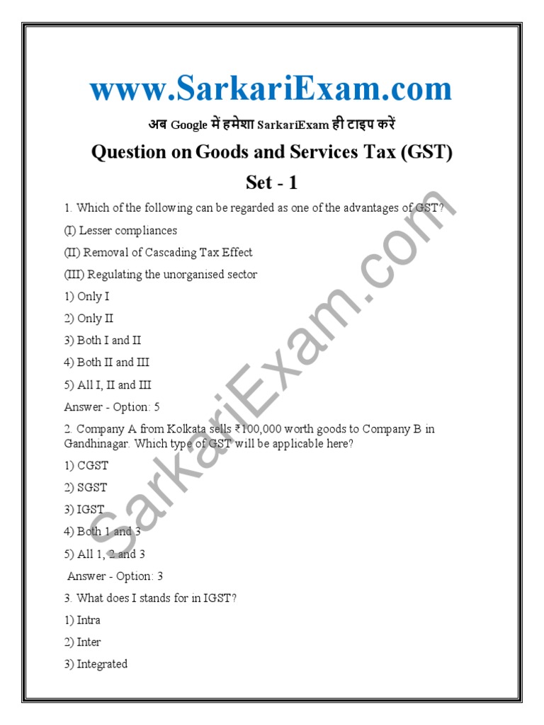 GST Question Bank and Answers PDF | PDF | Value Added Tax | Payments