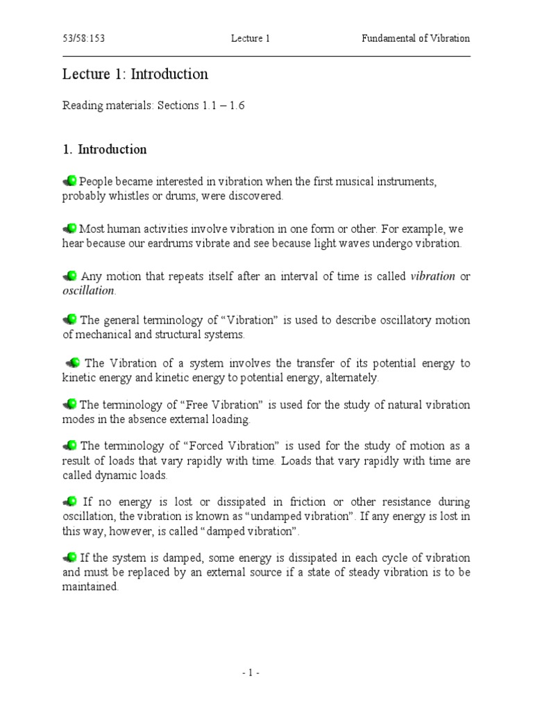 Lecture On Vibration PDF | PDF | Normal Mode | Eigenvalues And Eigenvectors