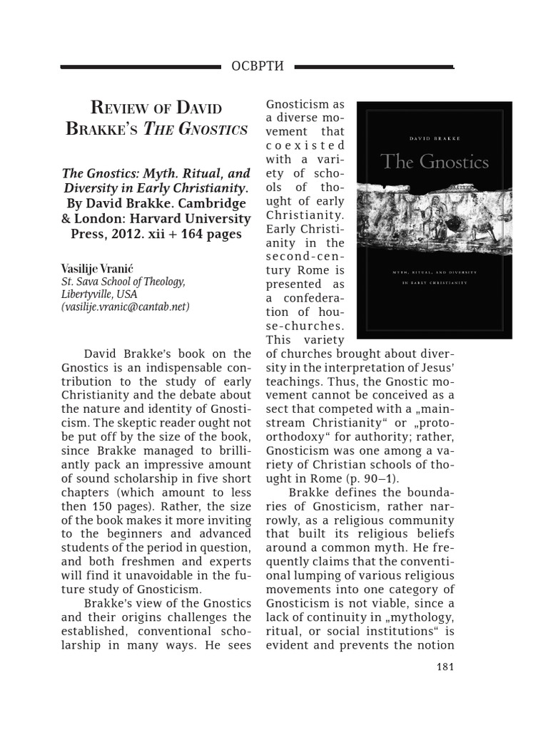 V. Vranic - Review of David Brakke-S Gnostics PDF | PDF | Mythology ...