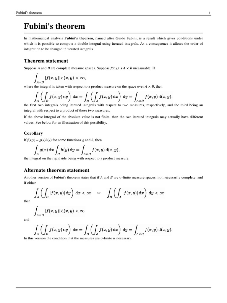 Fubini | PDF | Measure (Mathematics) | Integral