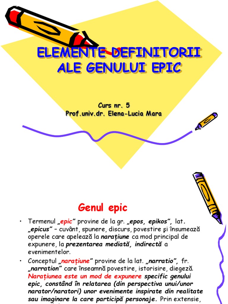 Elemente Definitorii Gen Epic | PDF