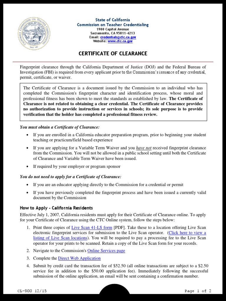 You Must Obtain A Certificate of Clearance | PDF | Credential ...