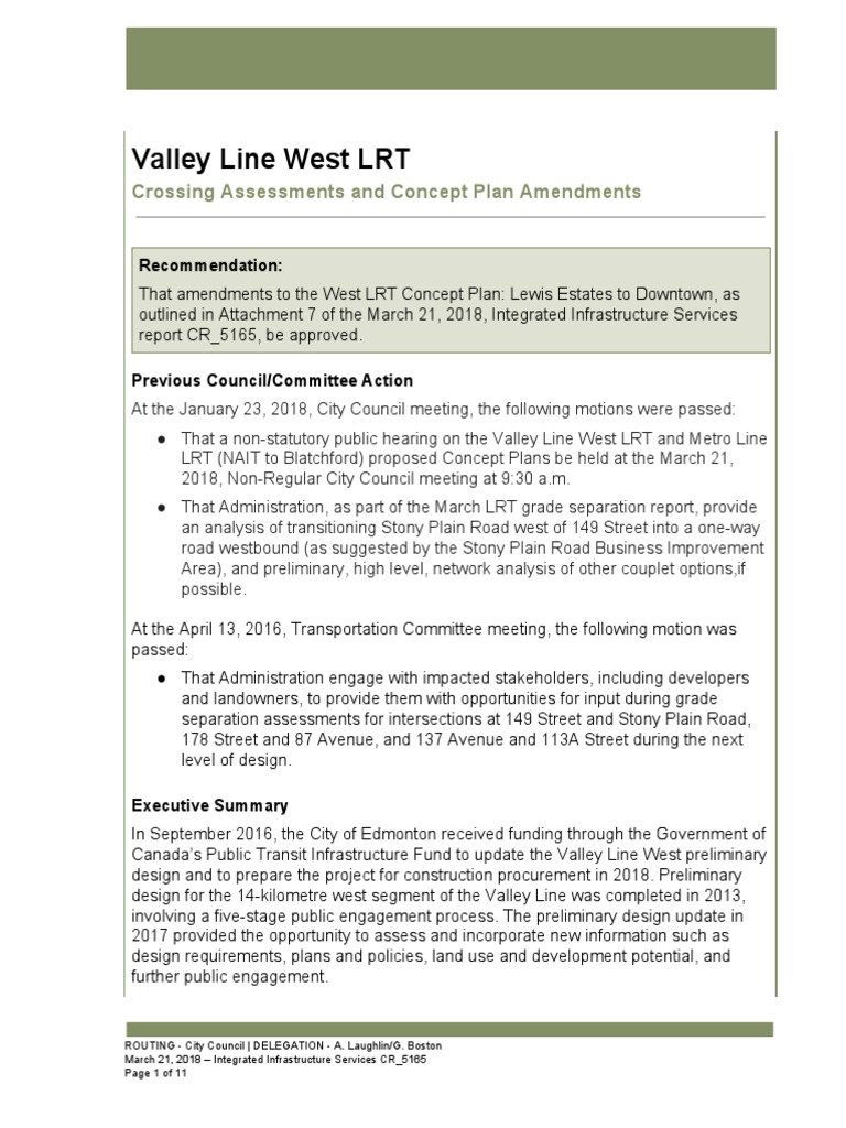Valley Line West LRT - March 13, 2018 | PDF | Transport | Land Transport