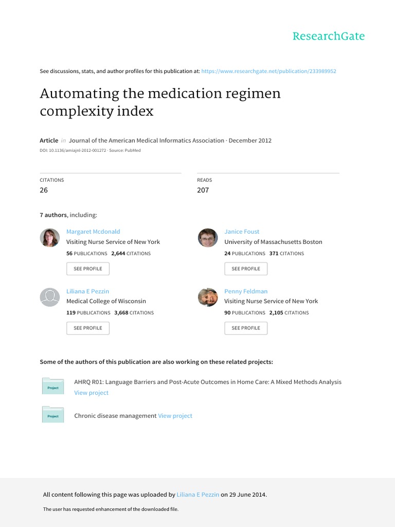 Automating Medication Regimen Complexity Index | PDF | Electronic ... Automating Medication Regimen Complexity Index | PDF | Electronic ...
