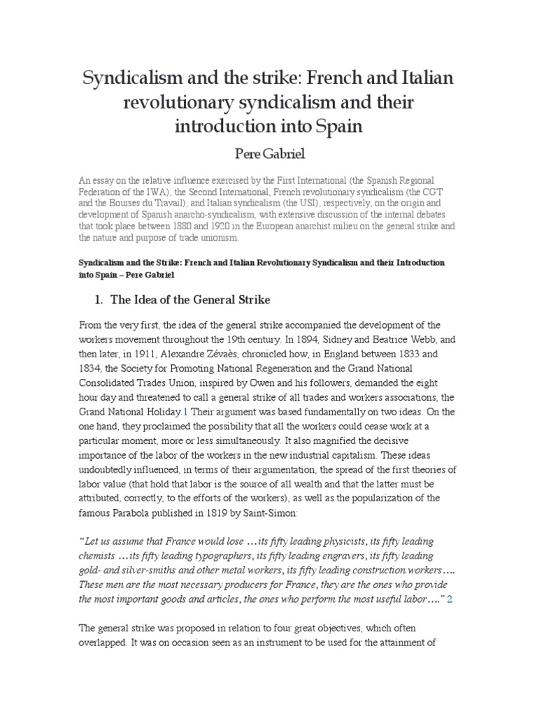 Syndicalism and The Strike - French and Italian Revolutionary ...