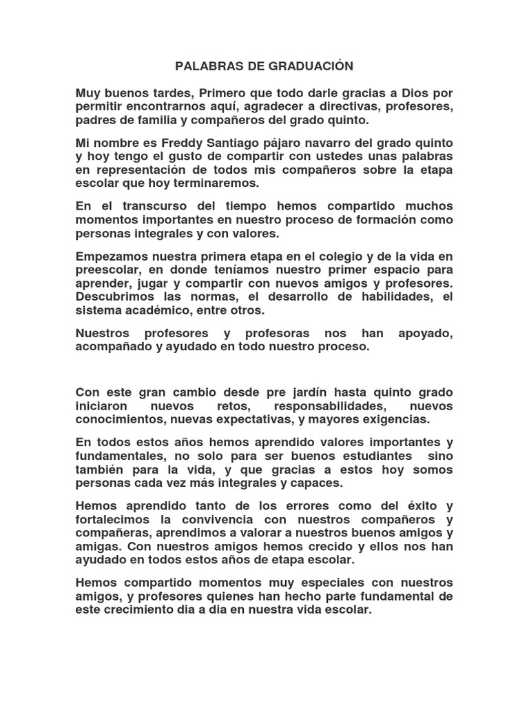 Palabras de Grado | PDF | Jardín de infancia | Vida