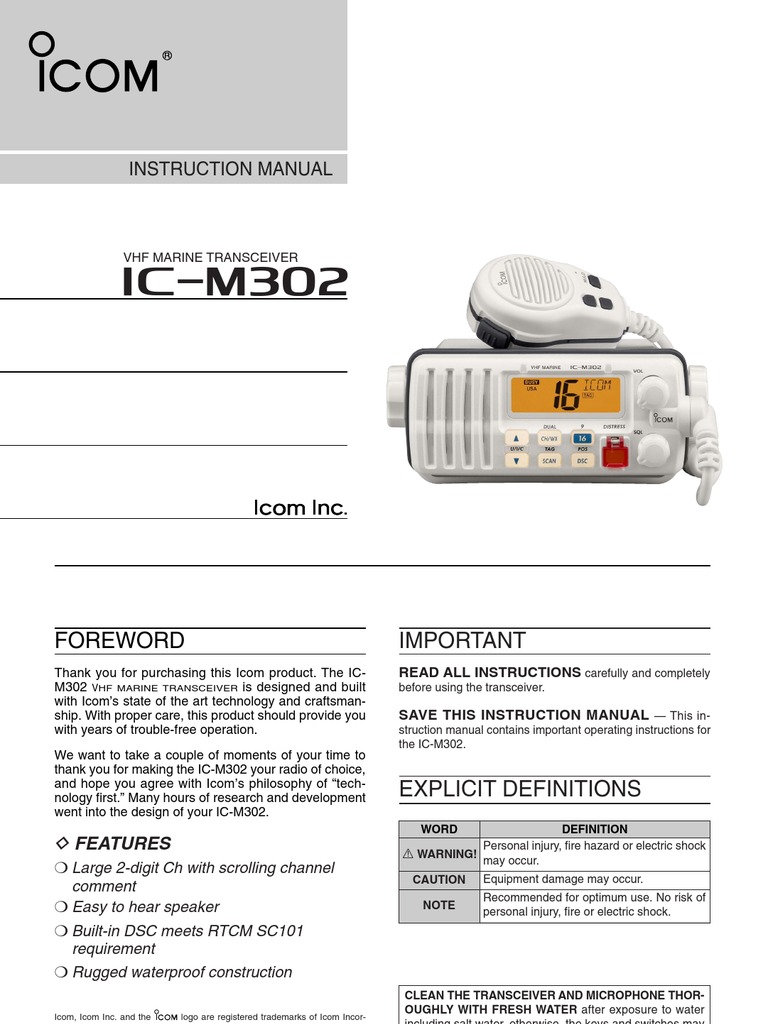 Icom IC-M302 Instruction Manual | PDF | Antenna (Radio) | Radio