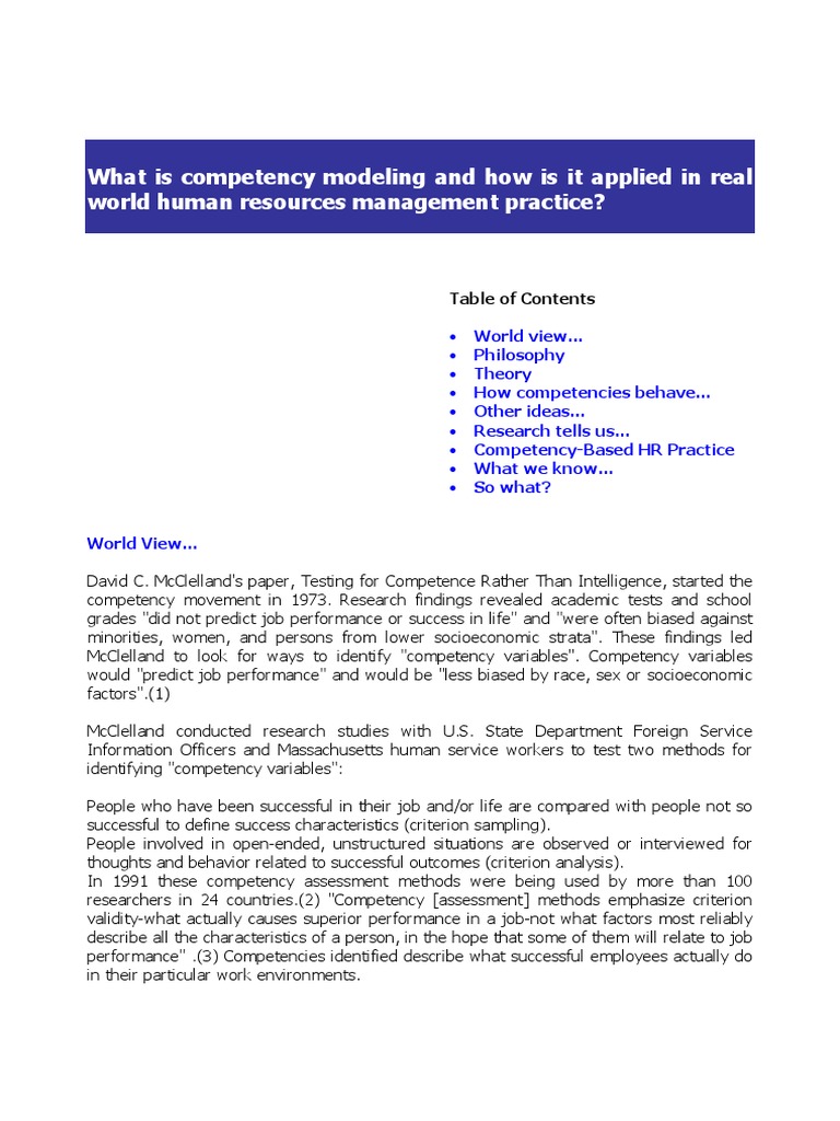 Competency Modeling | PDF | Competence (Human Resources) | Performance ...