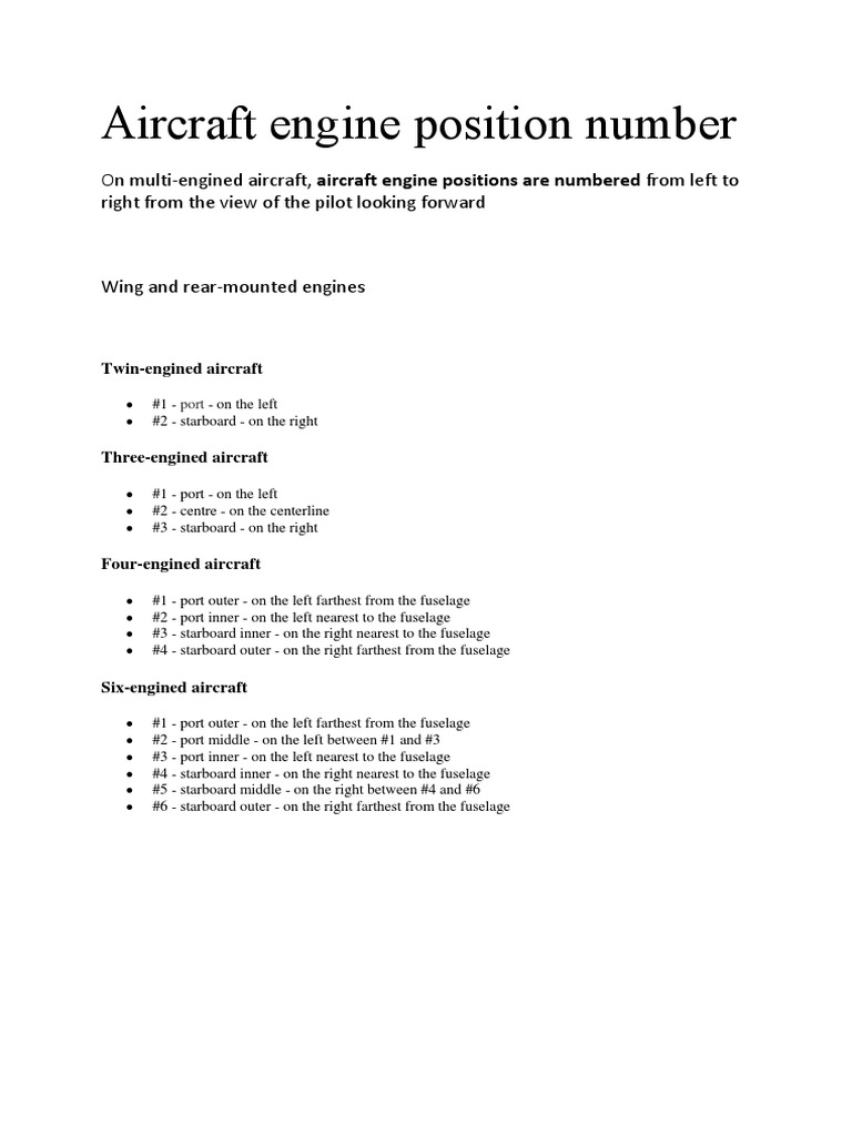 Aircraft Engine Position Guide | PDF